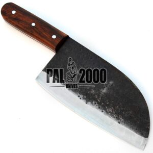 PAL 2000 KNIVES CL 9832 Custom Handmade Carbon Steel Fixed Blade 7 Inch Cleaver Knife Rosewood handle with Sheath