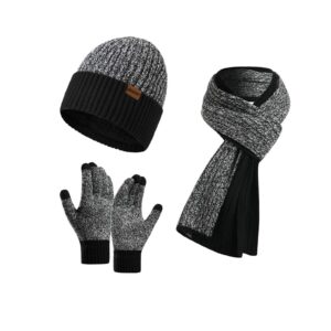 winter hats scarf for men with touchscreen gloves warm men's scaves and beanie hat themal gloves set