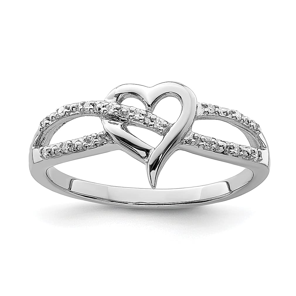 925 Sterling Silver Diamond Heart Ring Love Fine Jewelry For Women Gifts For Her