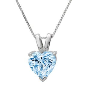 Clara Pucci 2.05ct Heart Cut unique Fine jewelry Natural Sky blue Topaz Solitaire Pendant Necklace With 18" Gold Chain box 14k White Gold