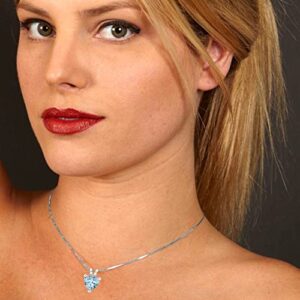 Clara Pucci 2.05ct Heart Cut unique Fine jewelry Natural Sky blue Topaz Solitaire Pendant Necklace With 18" Gold Chain box 14k White Gold