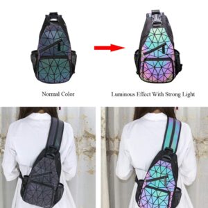 OLOEY Women Geometric Luminous Purses and Handbags Chic Stylish Color Changable Reflective Cross Body Bags Backpack (Mini Backpack)