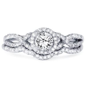 1/2 Ct Diamond Engagement Infinity Wedding Ring Set 14k White Gold - Size 5