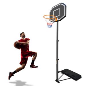 HaoKang Portable Basketball Hoop 6-10 ft Height Adjustable with 44" Backboard Free Standing Basketball Stand System