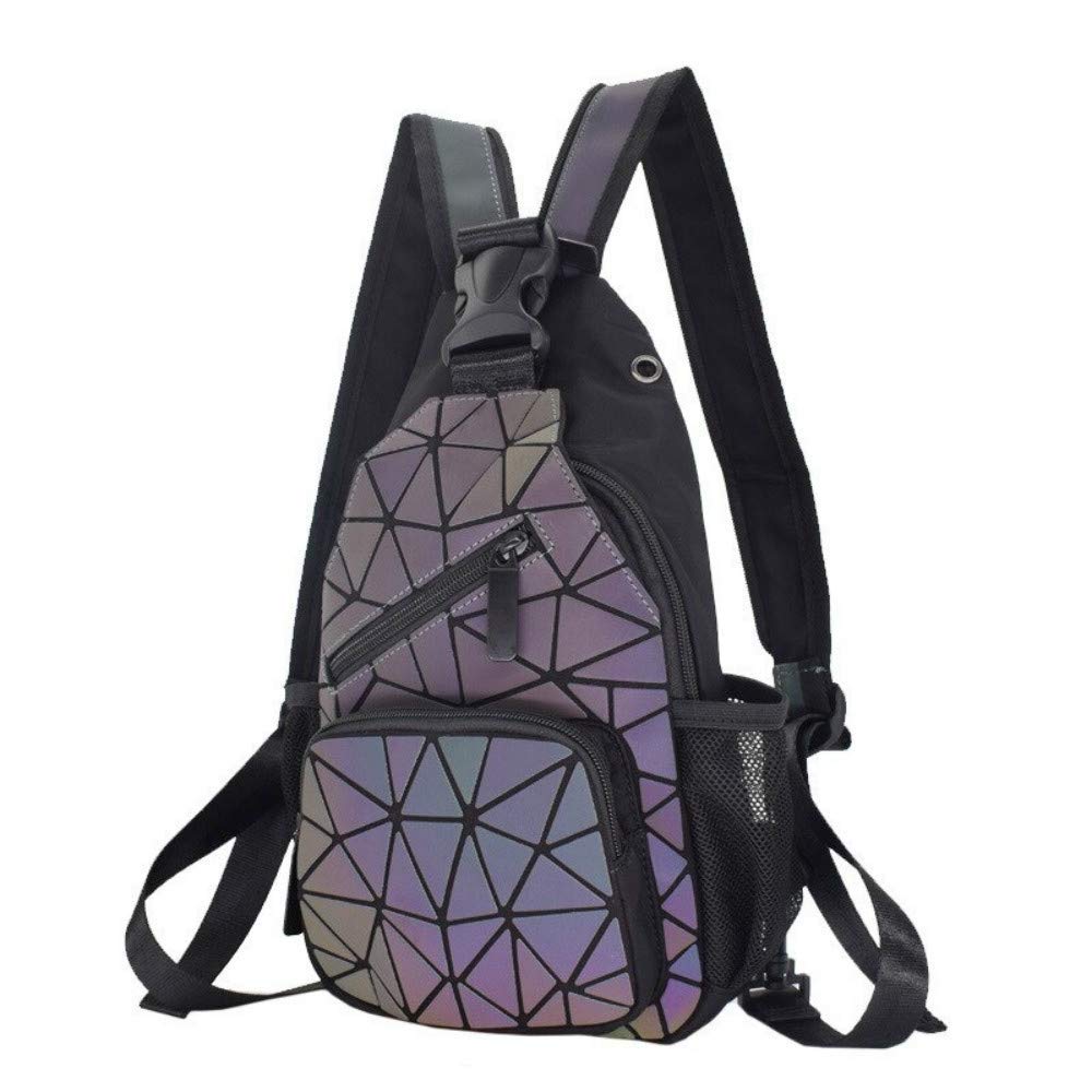 OLOEY Women Geometric Luminous Purses and Handbags Chic Stylish Color Changable Reflective Cross Body Bags Backpack (Mini Backpack)