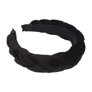 rinvee headbands for women velvet braided headbands fashion hairband criss cross hair accessories, black