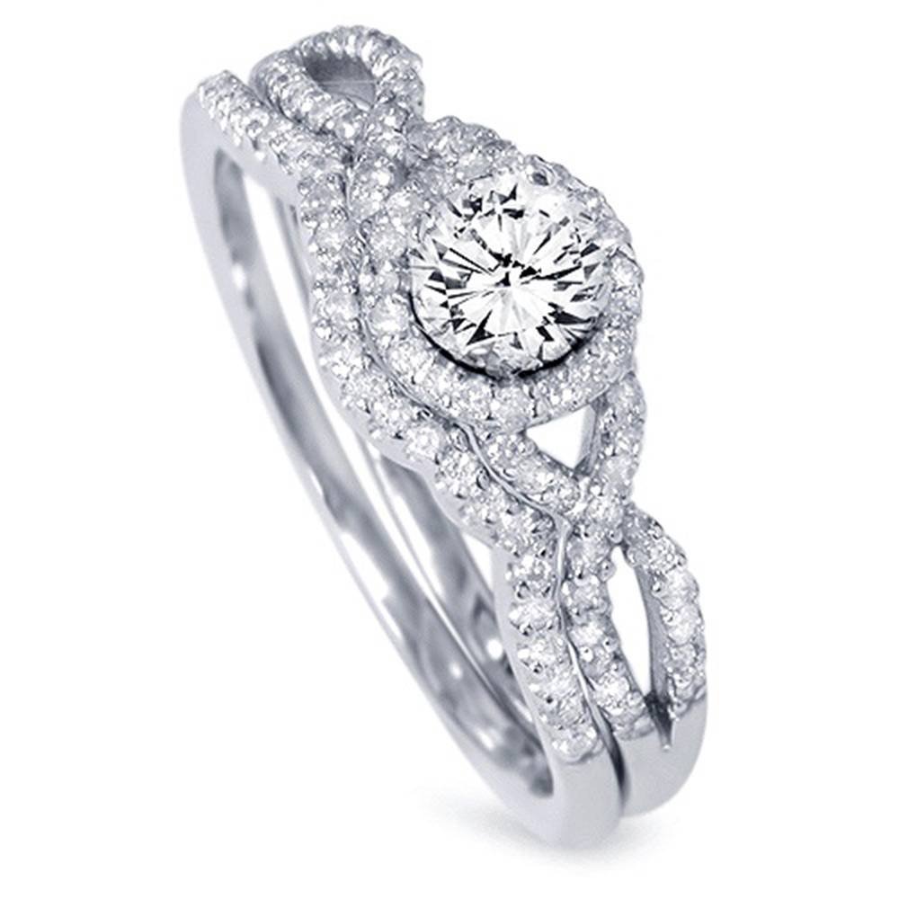 1/2 Ct Diamond Engagement Infinity Wedding Ring Set 14k White Gold - Size 5