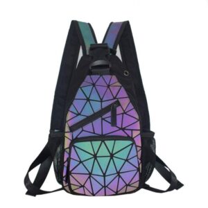 oloey women geometric luminous purses and handbags chic stylish color changable reflective cross body bags backpack (mini backpack)