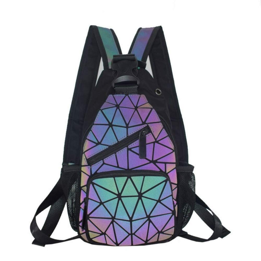 OLOEY Women Geometric Luminous Purses and Handbags Chic Stylish Color Changable Reflective Cross Body Bags Backpack (Mini Backpack)