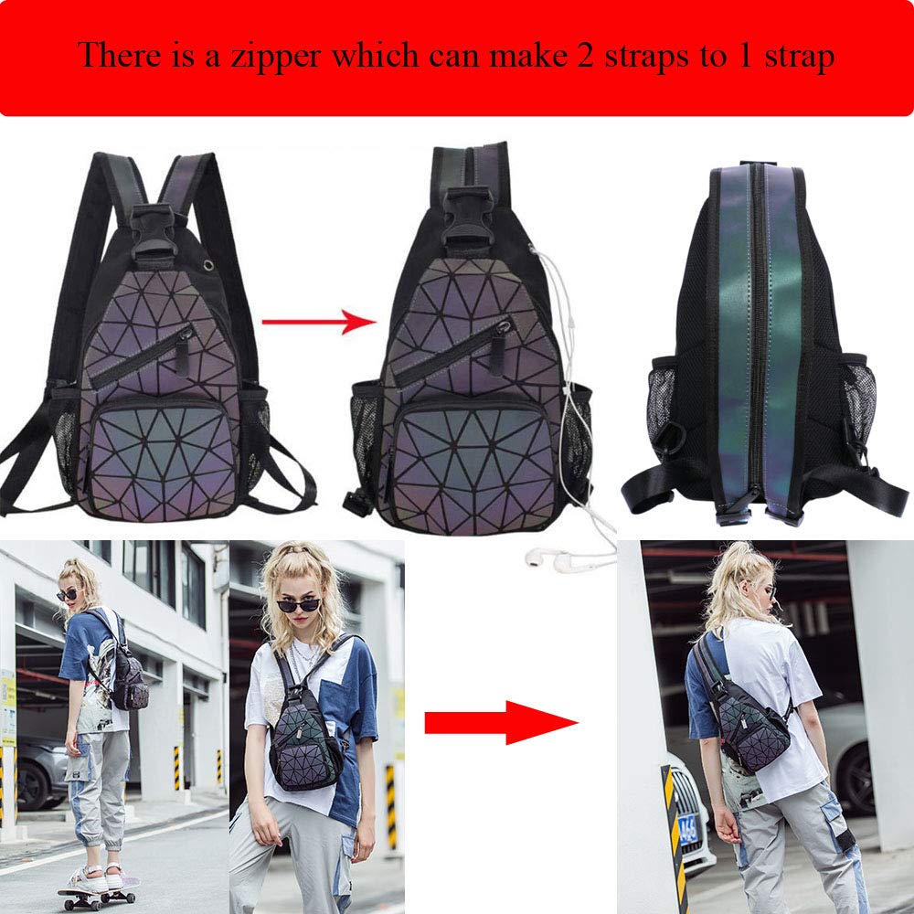 OLOEY Women Geometric Luminous Purses and Handbags Chic Stylish Color Changable Reflective Cross Body Bags Backpack (Mini Backpack)