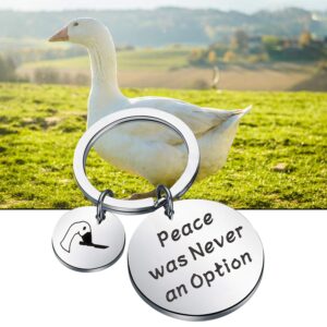 CENWA Peace was Never an Option Goose Keychain Goose Game Lover Gift (Goose Keychain)