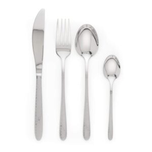 russell hobbs rh01519eu 16 piece rhombus cutlery set, stainless steel, set for 4, geometric handle design, perfect for students, families & new homeowners