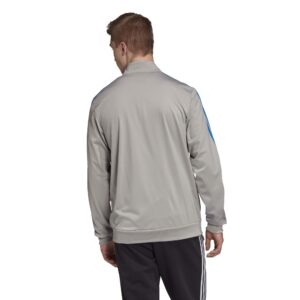 adidas Men's Essentials 3-stripes Tricot Track Jacket, MGH Solid Grey/Glory Blue, S