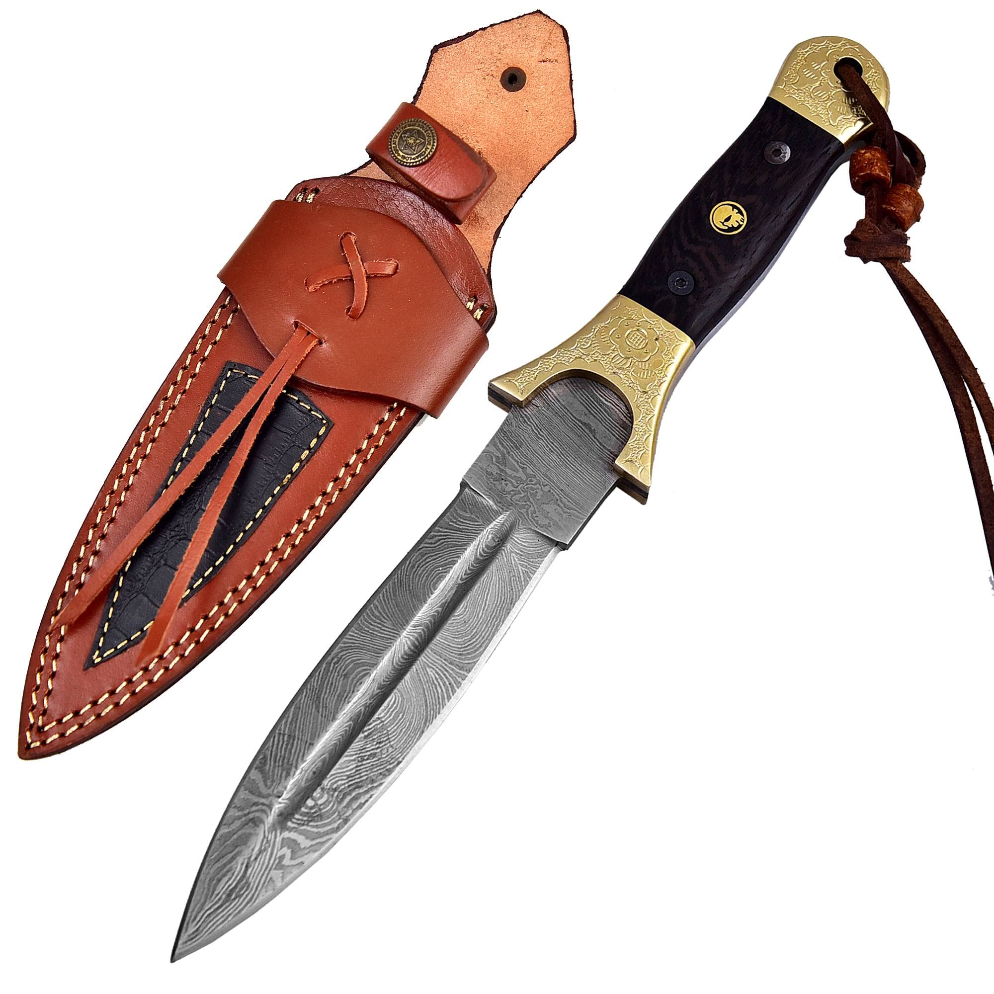 Damascus Steel fixed Blade Hunting Knife with Sheath for Men - Camping/Survival/Tactical/Handmade 9.5 Inches. SM29