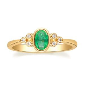 gin & grace 10k yellow gold natural emerald with diamond (i1,i2) propose promise ring for women