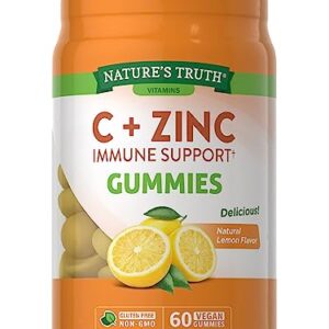 Vitamin C Gummies with Zinc for Adults | 60 Count | Immune Support Supplement | Vegan, Non GMO & Gluten Free | by Natures Truth