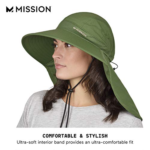 MISSION Cooling Sun Defender Hat, Bronze Green - Unisex Wide-Brim Hat with Nape for Men & Women - Lightweight & Durable - Cools Up to 2 Hours - UPF 50 Sun Protection - Machine Washable