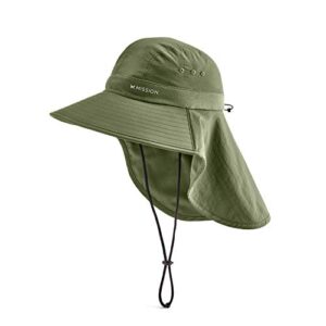 mission cooling sun defender hat, bronze green - unisex wide-brim hat with nape for men & women - lightweight & durable - cools up to 2 hours - upf 50 sun protection - machine washable