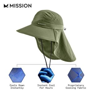 MISSION Cooling Sun Defender Hat, Bronze Green - Unisex Wide-Brim Hat with Nape for Men & Women - Lightweight & Durable - Cools Up to 2 Hours - UPF 50 Sun Protection - Machine Washable