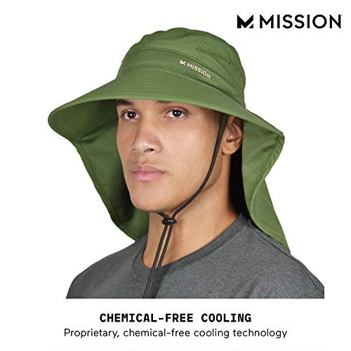 MISSION Cooling Sun Defender Hat, Bronze Green - Unisex Wide-Brim Hat with Nape for Men & Women - Lightweight & Durable - Cools Up to 2 Hours - UPF 50 Sun Protection - Machine Washable