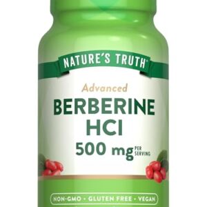 Nature's Truth Berberine 500mg | 60 Capsules | Vegan, Non-GMO, and Gluten Free Supplement