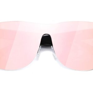 FEISEDY Mirrored Rimless Sunglasses One Piece Lens Reflective Sunglasses for Women Men B2647