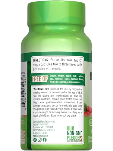 Nature's Truth Berberine 500mg | 60 Capsules | Vegan, Non-GMO, and Gluten Free Supplement