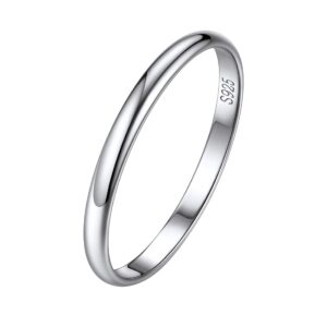 chicsilver 2mm silver rings for women high polish plain dome tarnish resistant comfort fit sterling silver promise rings for her size 8