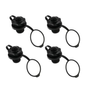 fastrohy 4pcs air valve caps screw valve for inflatable boat air bed dinghy kayak canoe fishing boats raft airbed, black