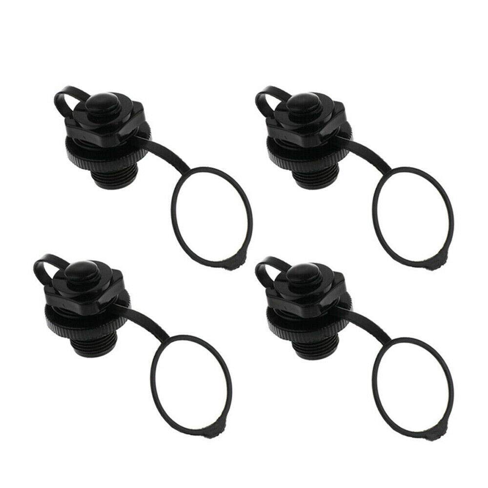 FASTROHY 4pcs Air Valve Caps Screw Valve for Inflatable Boat Air Bed Dinghy Kayak Canoe Fishing Boats Raft Airbed, Black