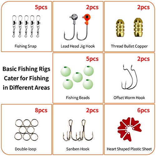 GOANDO Fishing Lures Kit for Freshwater Bait Tackle Kit for Bass Trout Salmon Fishing Accessories Tackle Box Including Spoon Lures Soft Plastic Worms Crankbait Jigs Hooks