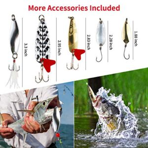 GOANDO Fishing Lures Kit for Freshwater Bait Tackle Kit for Bass Trout Salmon Fishing Accessories Tackle Box Including Spoon Lures Soft Plastic Worms Crankbait Jigs Hooks