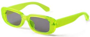 laurinny green sunglasses for women retro 90s vintage fashion narrow rectangle frame lime green glasses