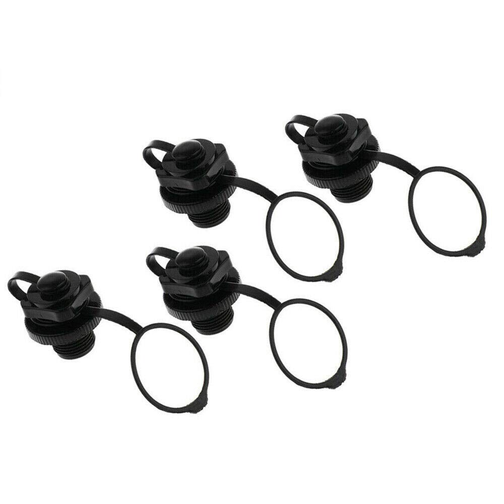 FASTROHY 4pcs Air Valve Caps Screw Valve for Inflatable Boat Air Bed Dinghy Kayak Canoe Fishing Boats Raft Airbed, Black