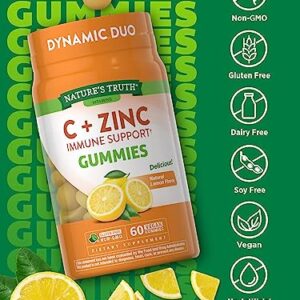 Vitamin C Gummies with Zinc for Adults | 60 Count | Immune Support Supplement | Vegan, Non GMO & Gluten Free | by Natures Truth