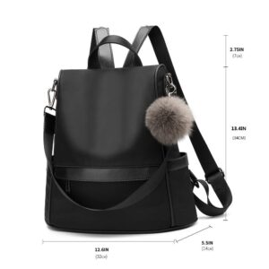 CHERUTY Women Backpack Purse PU Leather & Nylon Anti-theft Fashion Casual Shoulder Bag Lightweight Travel Ladies Satchel Bags