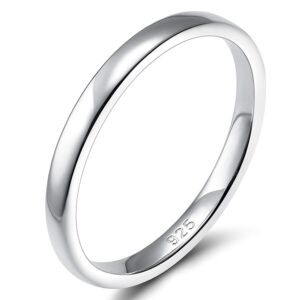 eamti 2mm 4mm 6mm 925 sterling silver ring high polish plain dome wedding band comfort fit size 3