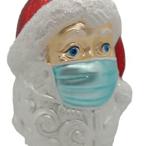 Old World Christmas Santa with Face Mask Blown Glass 2020 Unique Christmas Ornaments for Christmas Tree Decorations