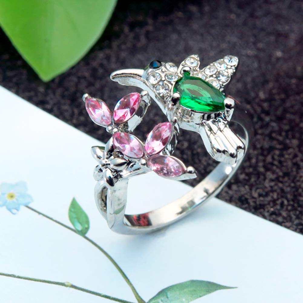 shiYsRL Exquisite Jewelry Ring Love Rings Elegant Cubic Zirconia Flower Bird Open Ring Women Party Wedding Jewelry Gift Wedding Band Best Gifts for Love with Valentine's Day - One Size