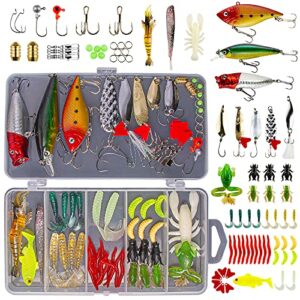 goando fishing lures kit for freshwater bait tackle kit for bass trout salmon fishing accessories tackle box including spoon lures soft plastic worms crankbait jigs hooks