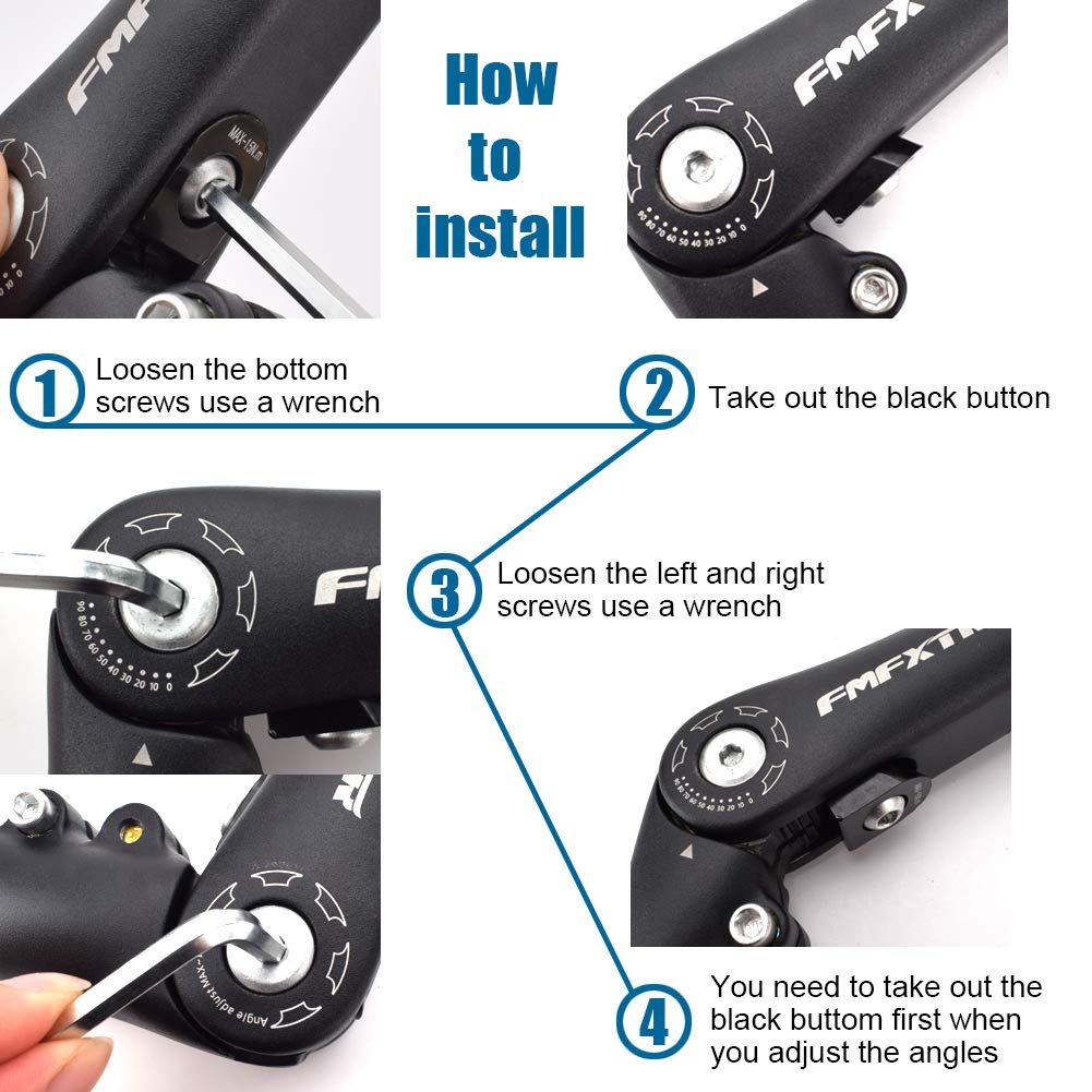 FOMTOR Adjustable Stem 0~90 Degree 110mm MTB Adjustable Bike Stem for 25.4mm(1") Handlebar, Suitable for Most of Mountain Bike, Road Bike, BMX