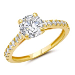 max + stone 1.2 carat cubic zirconia engagement or anniversary eternity ring for women in 10k yellow gold (1.2 ct.tw) size 7