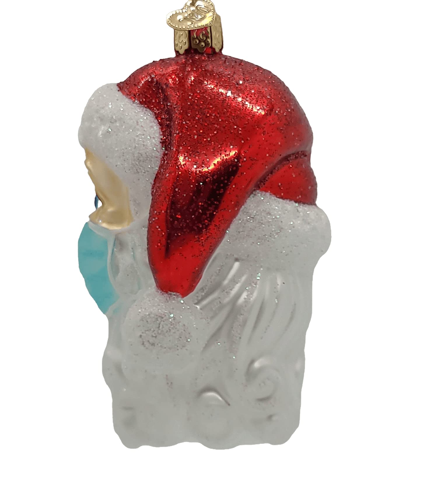 Old World Christmas Santa with Face Mask Blown Glass 2020 Unique Christmas Ornaments for Christmas Tree Decorations