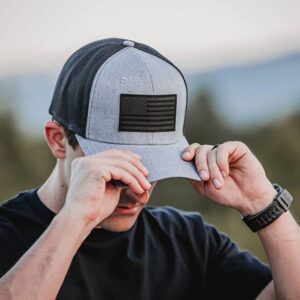 Tactical Pro Supply - Patriotic USA Snapback Hat for Men or Women, Snap Closure Design Heather Gray