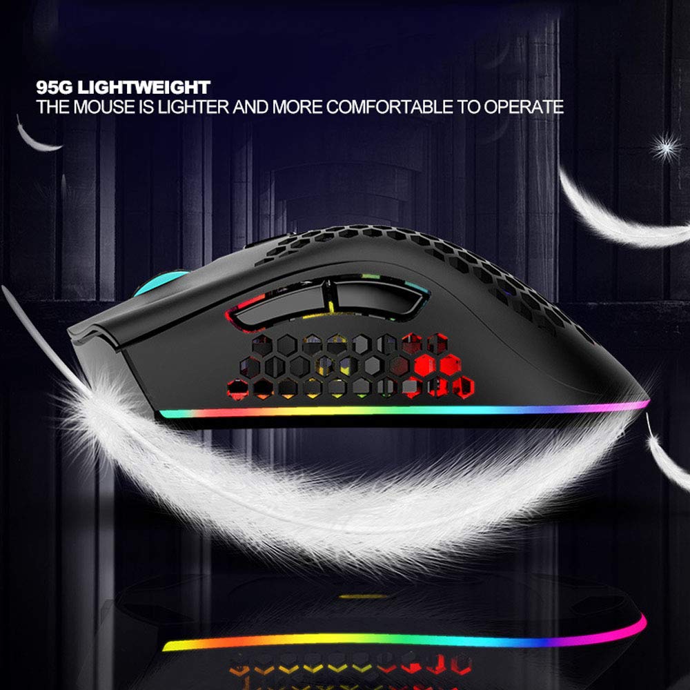 Lightweight Gaming Mouse,Rechargeable Wireless Gaming Mouse with USB Receiver RGB Backlight Computer Mouse for Laptop PC