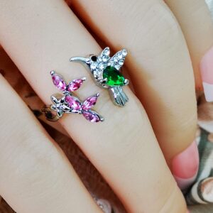 shiYsRL Exquisite Jewelry Ring Love Rings Elegant Cubic Zirconia Flower Bird Open Ring Women Party Wedding Jewelry Gift Wedding Band Best Gifts for Love with Valentine's Day - One Size