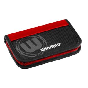 winmau super dart case 2, slimline, holds 2 sets of darts, 8 compartments, red