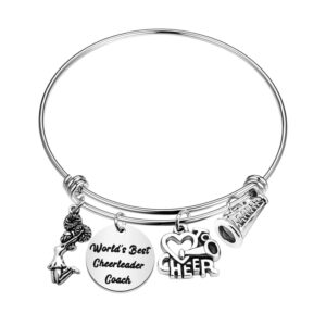 bobauna cheerleader coach bracelet world's best cheerleader coach cheer jewelry appreciation gift for cheerleader (cheerleader coach bracelet)