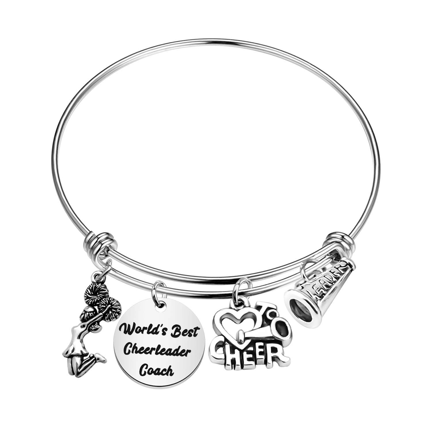 bobauna Cheerleader Coach Bracelet World's Best Cheerleader Coach Cheer Jewelry Appreciation Gift For Cheerleader (cheerleader coach bracelet)