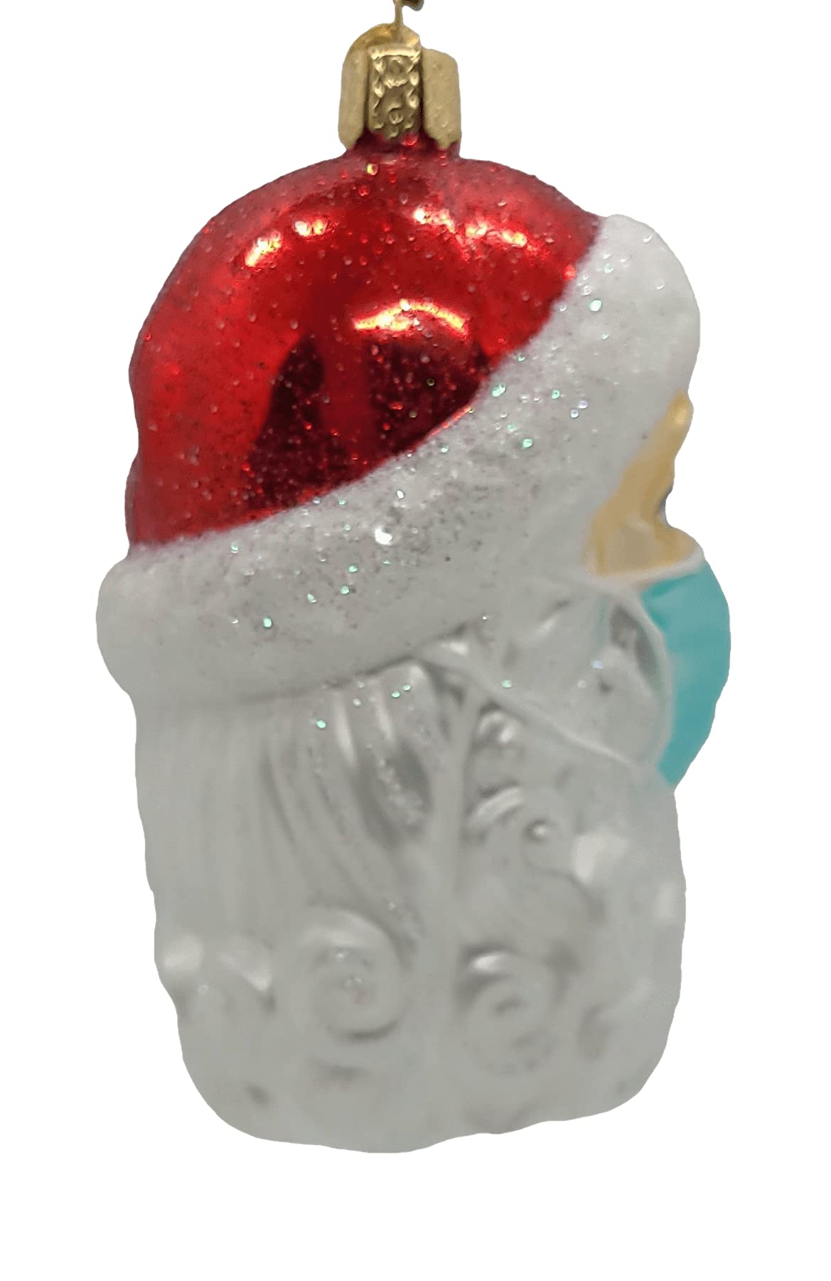 Old World Christmas Santa with Face Mask Blown Glass 2020 Unique Christmas Ornaments for Christmas Tree Decorations